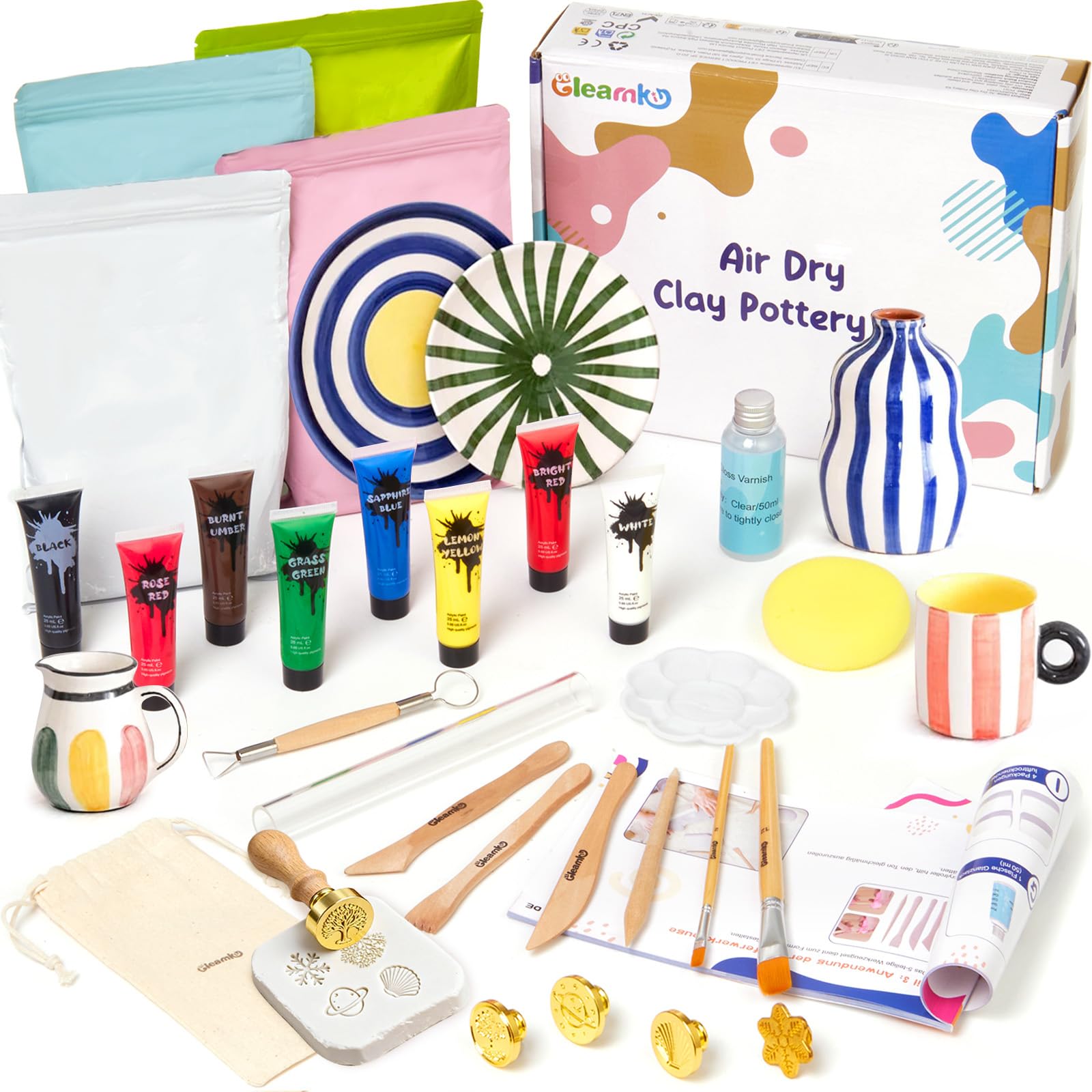 Air Dry Clay Kit for Adults & Kids with Exclusive Stamp | Extra Clay ...