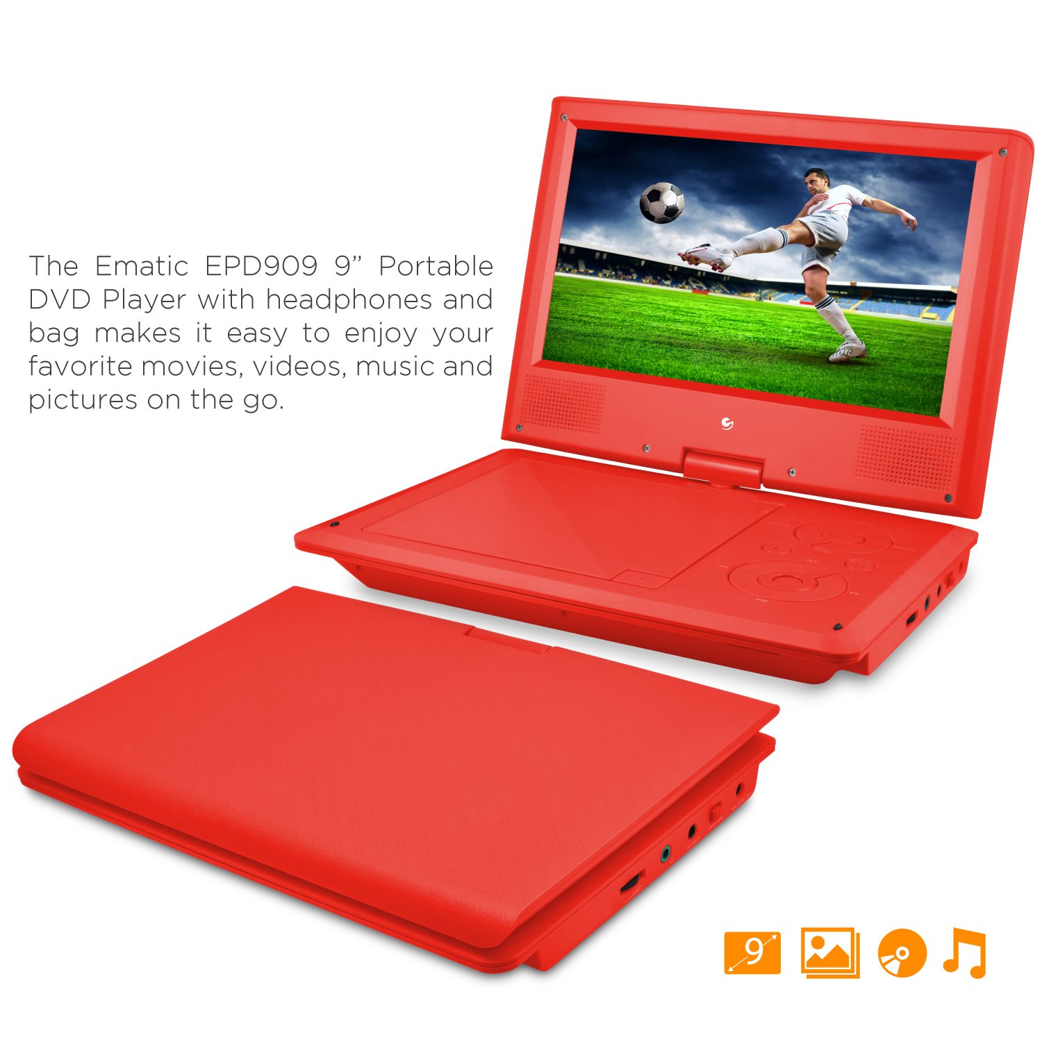 Ematic Portable DVD Player with 9-inch LCD Swivel Screen, Travel Bag ...