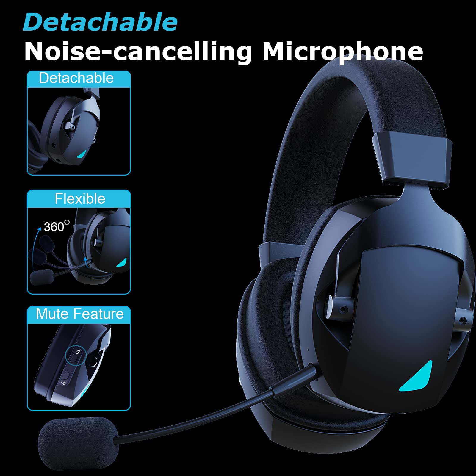 Mua Wireless Gaming Headset with Detachable Noise Cancelling Microphone ...