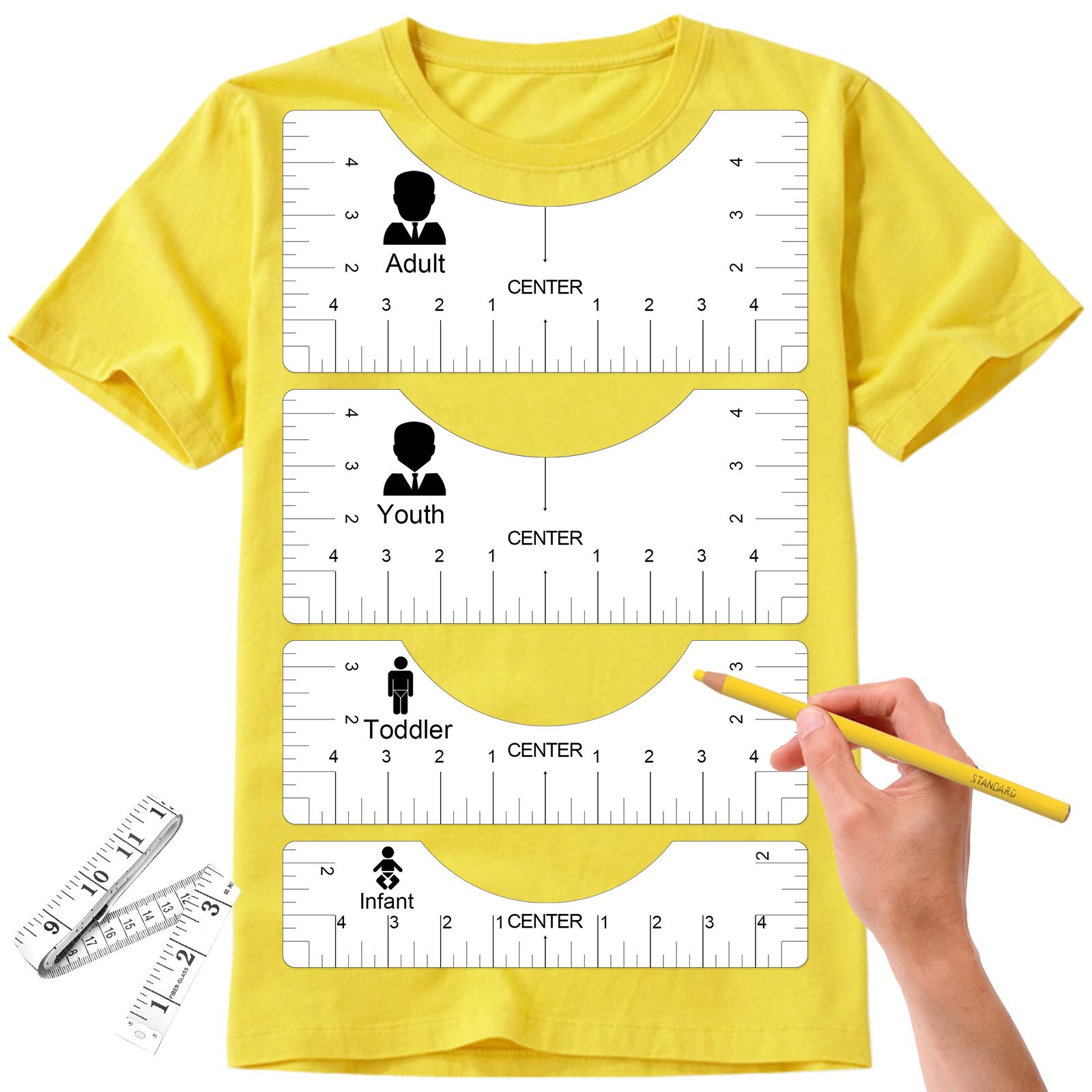 Buy Tshirt Ruler Guide 6PCS Alignment Craft Rulers Set for Heat ...