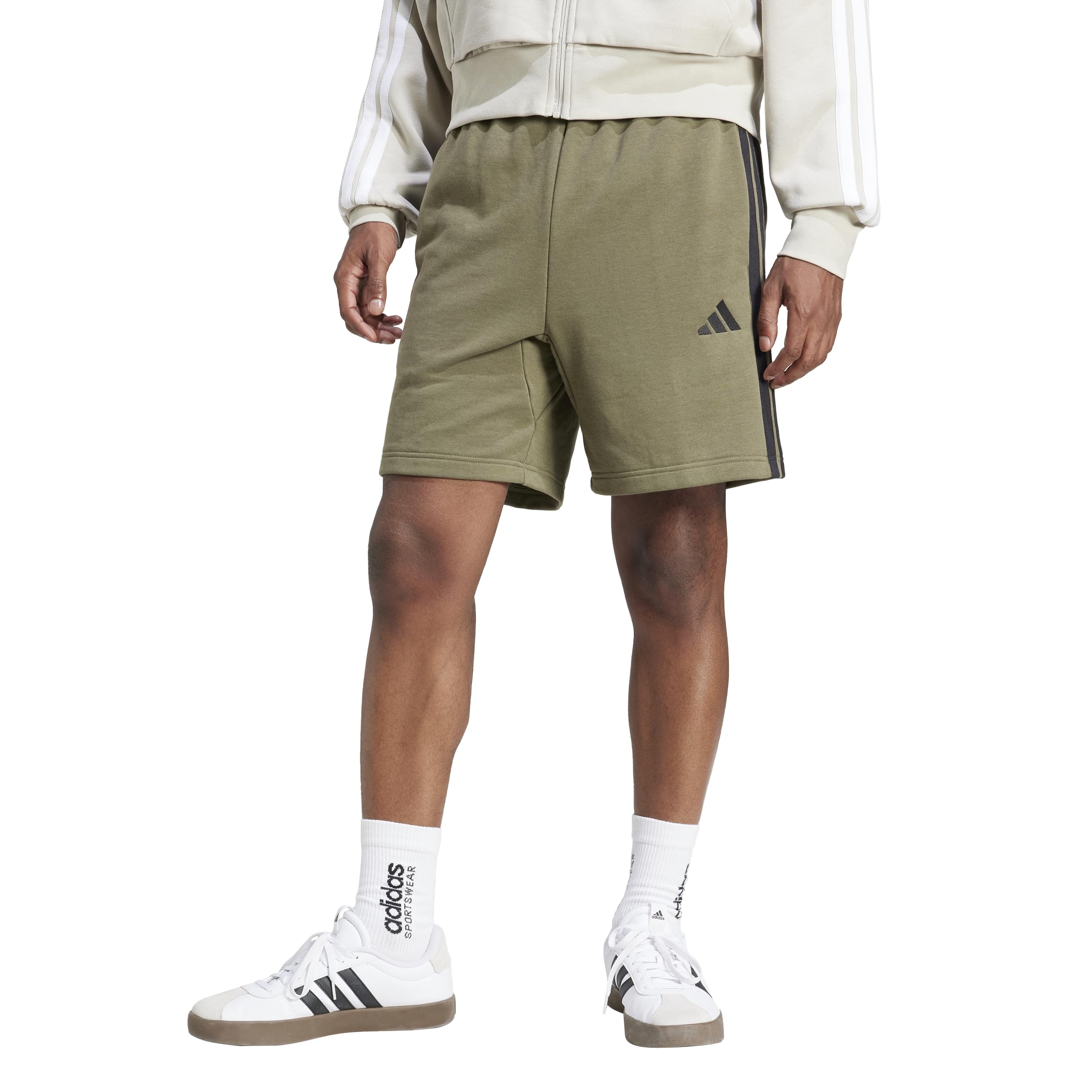 adidas Men's Essentials 3-Stripes French Terry 7-Inch Shorts, Olive ...