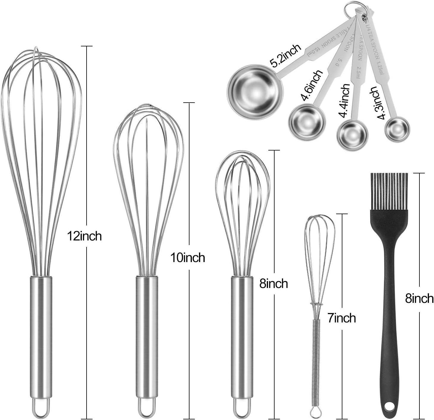 Fostoy Batidor Set,Alambre de Acero Inoxidable Batidor Globo Batidores ...