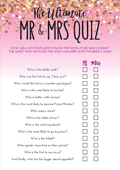 The Ultimate 'Mr and Mrs' Hen Do Game! The perfect game for any hen ...