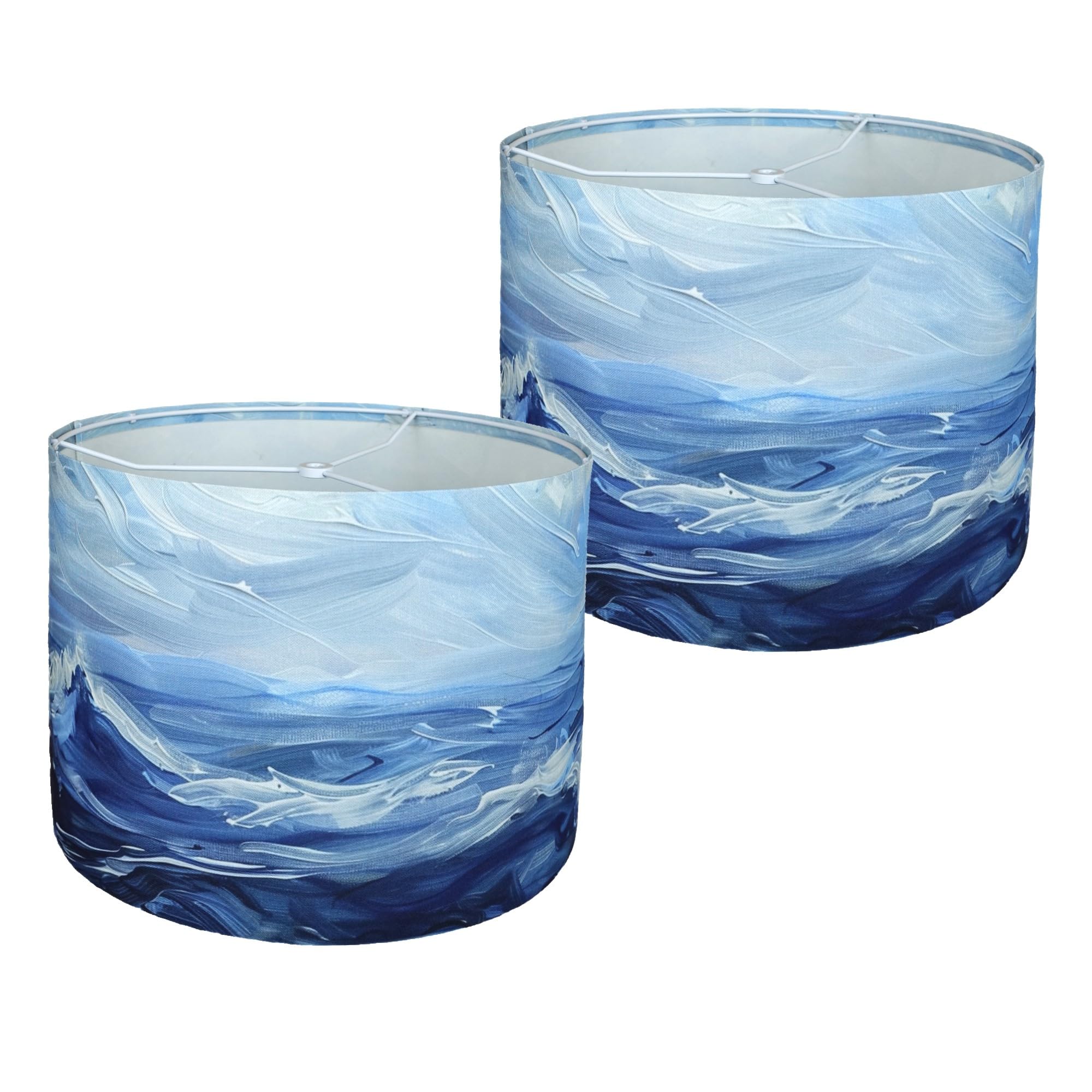 Decorative Medium Lamp Shade Polyester Fibre Printed Abstract Sea Waves ...