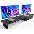 Amazon.com: HUANUO Large Dual Monitor Stand with Drawer, Wood Monitor ...