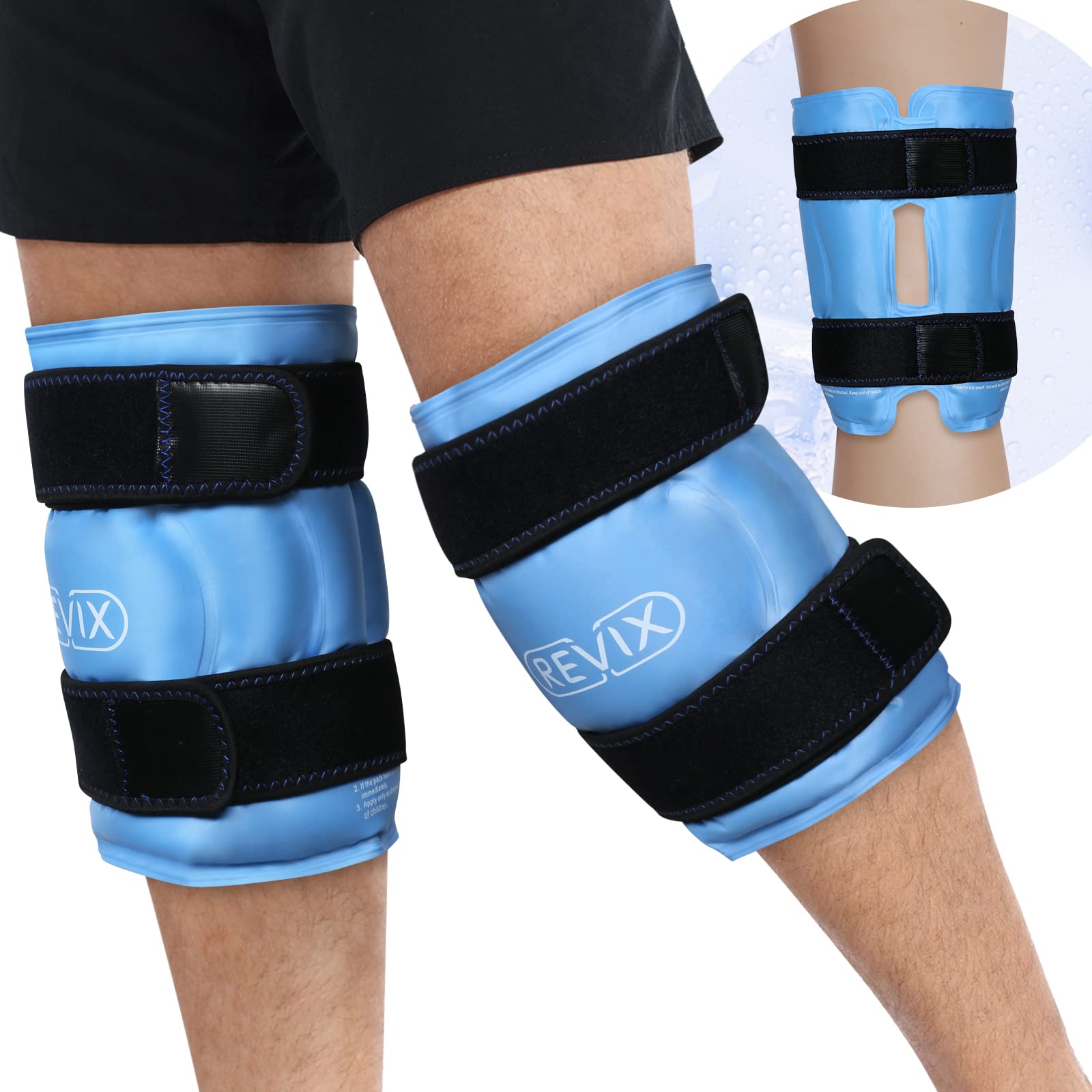 REVIX XL Knee Ice Wrap Around Entire Knee, Reusable Gel Ice Packs for ...