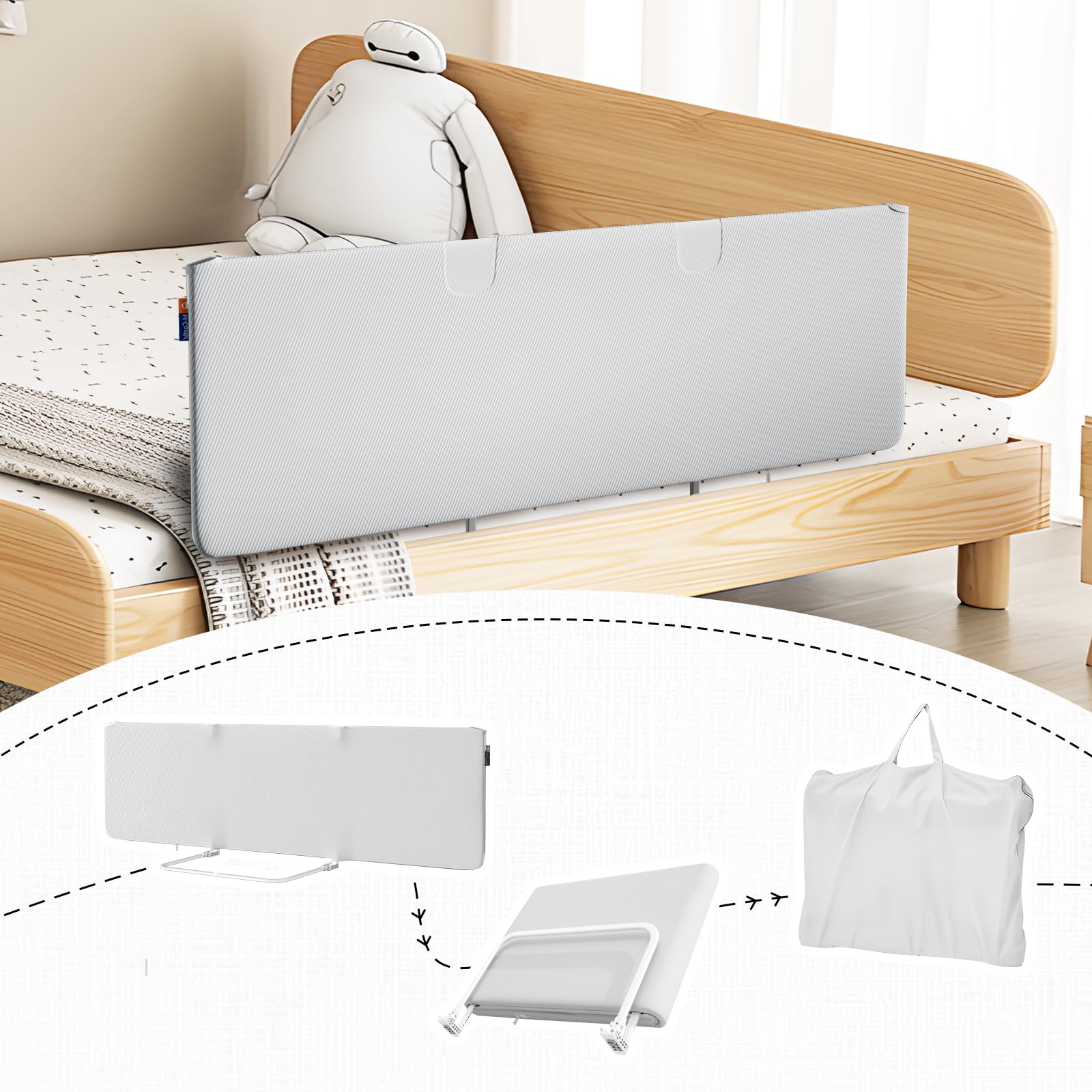 M-CASTLE Crib Rail for Kids, Toddler Bed Rail, Lightweight Portable ...