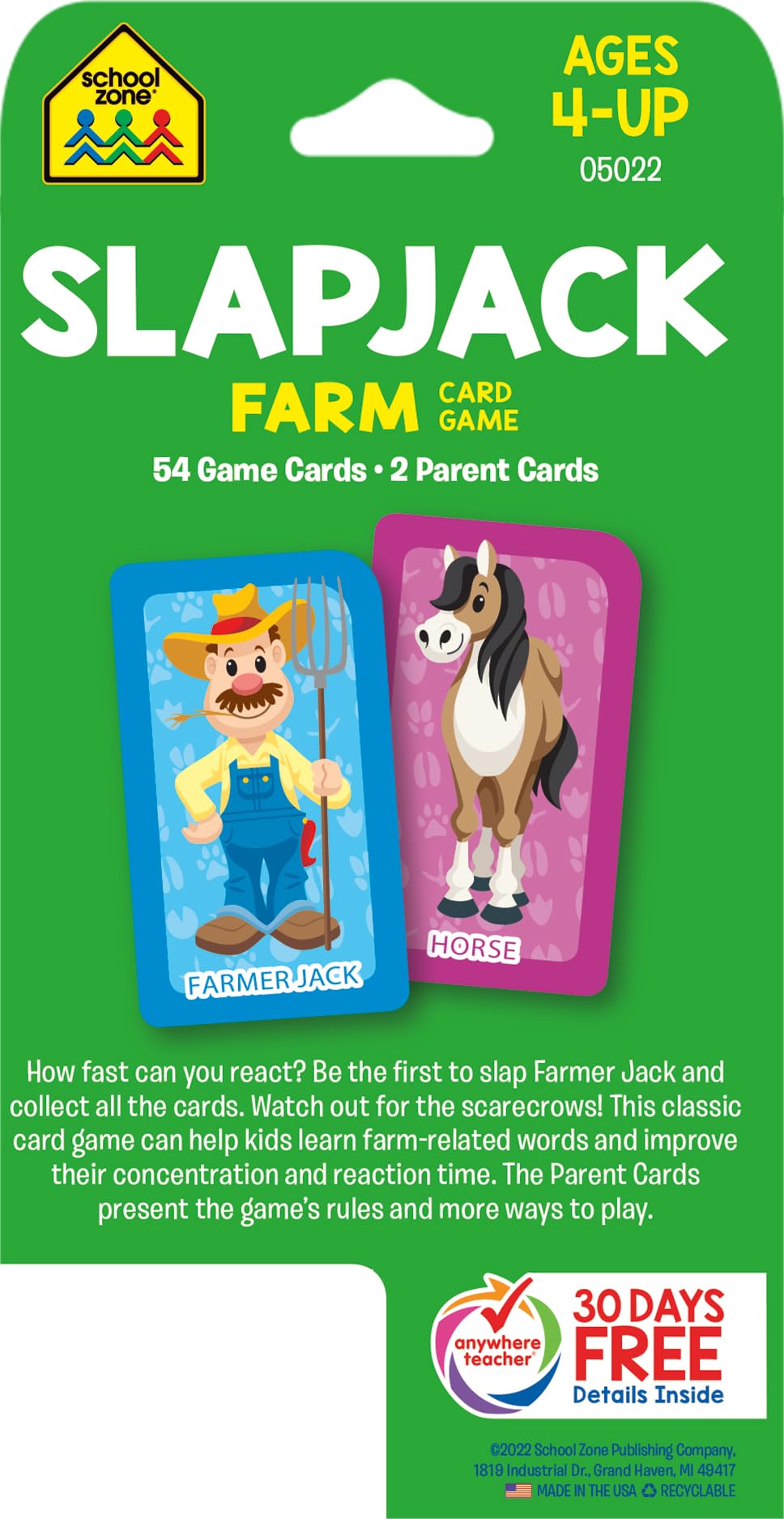 Mua School Zone Slapjack Farm Card Game: 56 Game Cards, Preschool ...