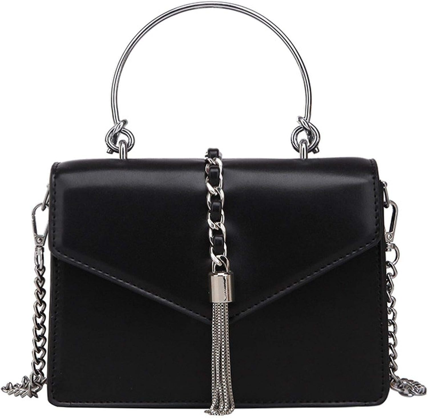 Square Crossbody Bag Simple Tassels Leather Handbags Shoulder Messenger ...