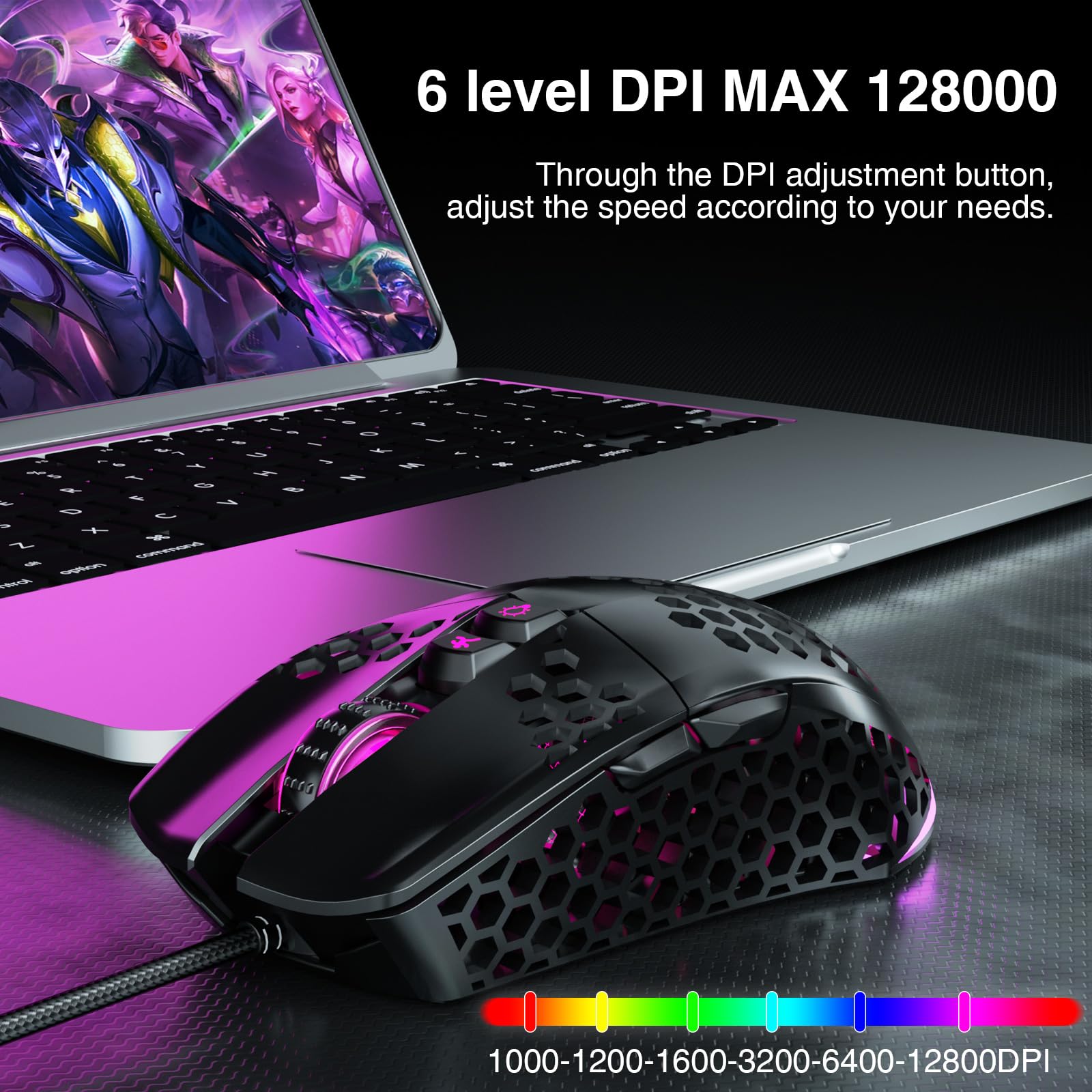 Mua RGB Wired Gaming Mouse with Honeycomb Shell,Adjustable 12800 DPI,7 ...