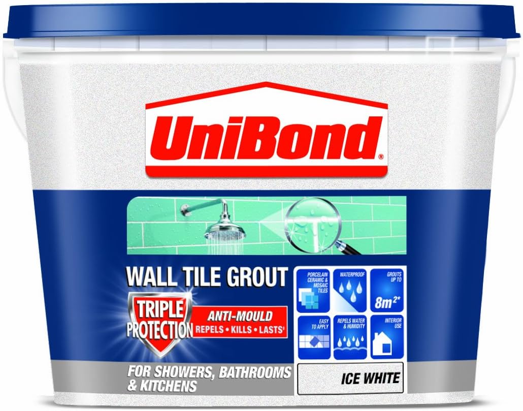 UniBond Triple Protect Anti-Mould Wall Tile Grout – 1.38KG, White ...