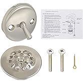 Enhon Universal Bath Tub Drain Linkage Assembly with Trip Lever and Strainer Done Cove, Bathtub ...
