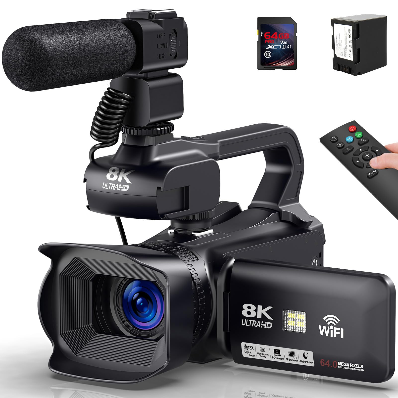Mua Video Camera 8K Camcorder 64MP 18X Digital Zoom Vlogging Camera ...