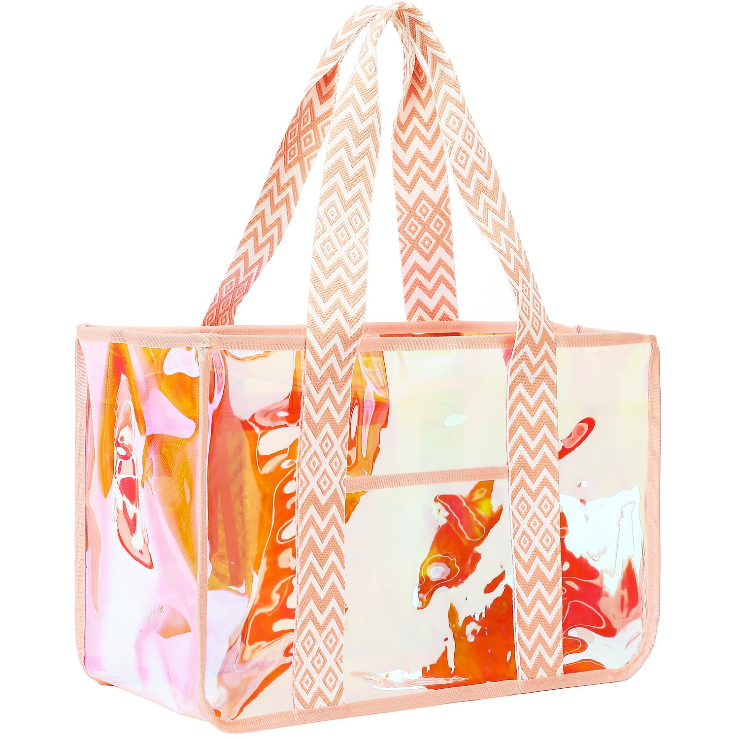 Fammart Iridescent Clear Beach Bag for Women, Large Pool Tote Cruise ...