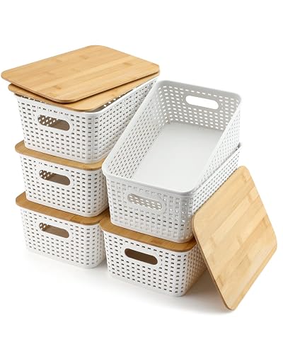 EOENVIVS Storage Bins with Lids 6 Packs, Plastic Storage Bins with ...