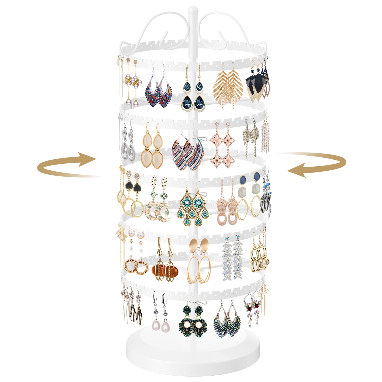 LASZOLA 5 Tier White Earring Holder Organizer Tree Women Display ...