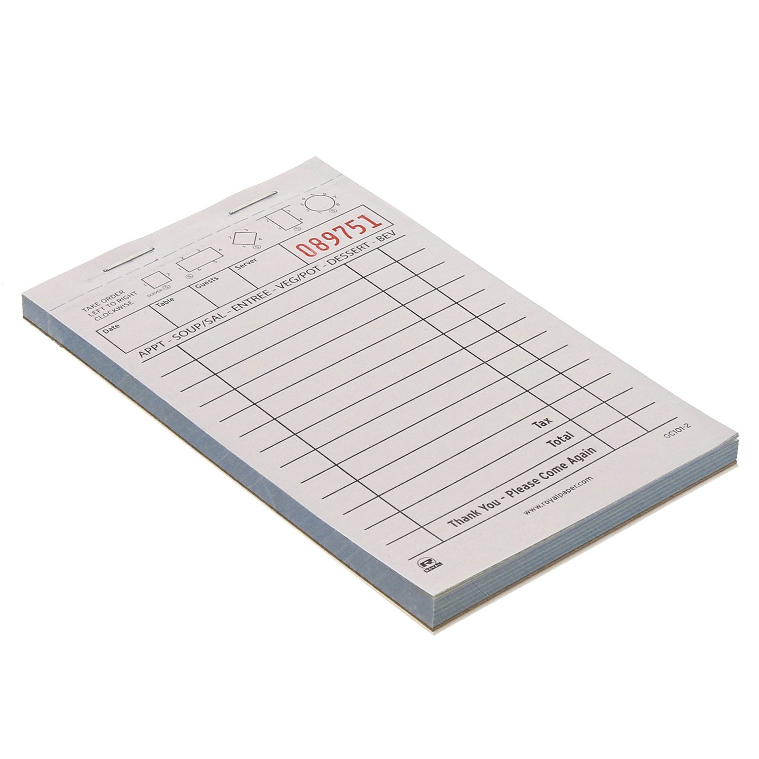 Royal White Order Pads, Carbonless 2 Part Booked with 13 Lines, Package ...