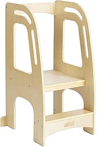 ECR4Kids Chef's Helper Kitchen Tower, Natural Wood Toddler Step Stool ...