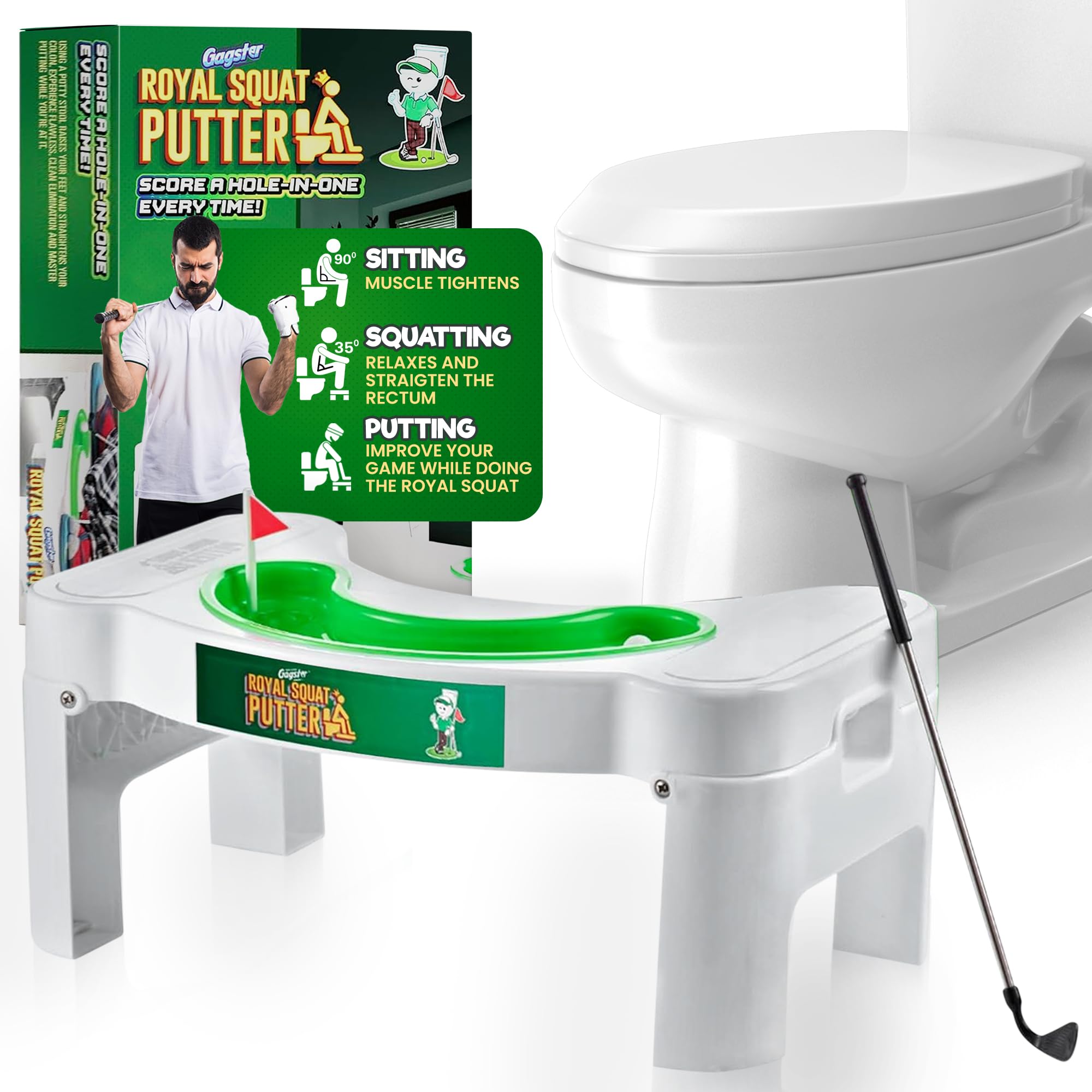 Gagster Royal Squat Putter - Mini Golf Toilet Game - Bathroom Stuff for ...