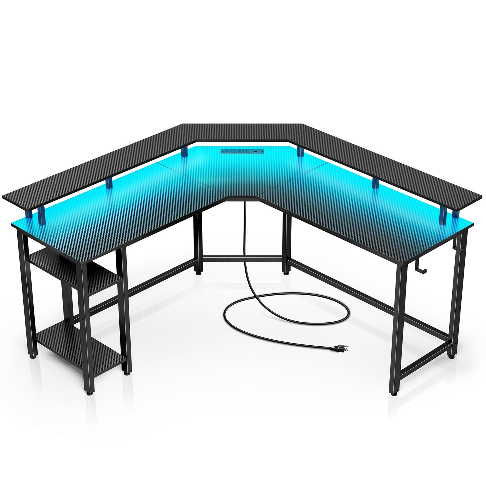 Mua L Shaped Gaming Desk with LED Lights & Power Outlets, 56" Computer ...