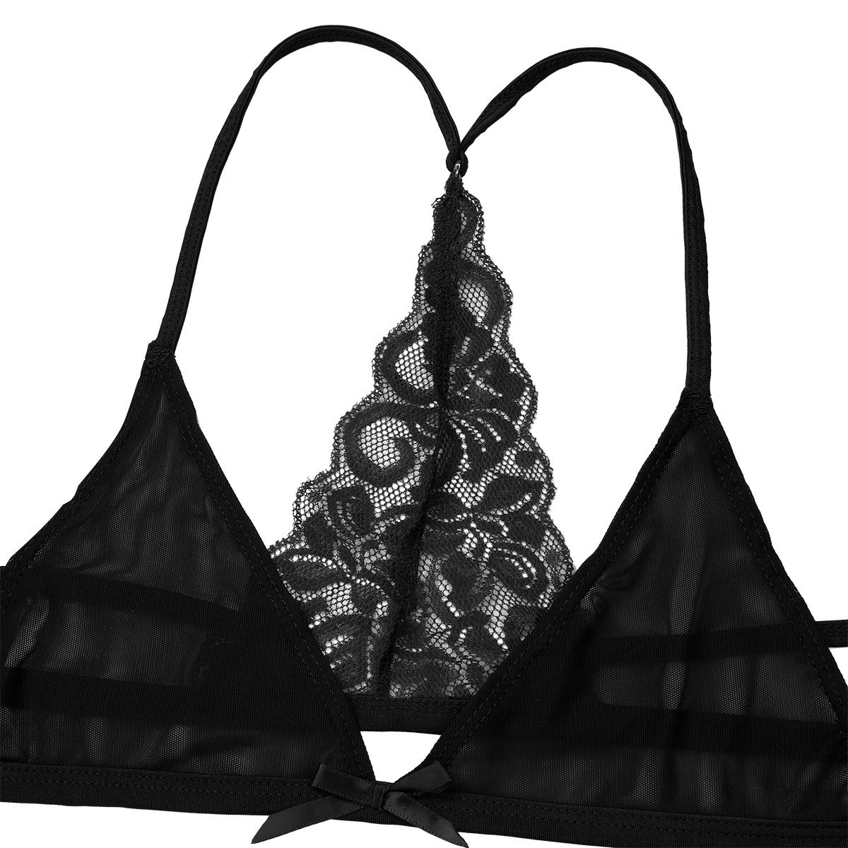 IEFiEL Men's Sissy Lingerie Mesh Sheer Bra Bralette Lace Y-Shape Back ...