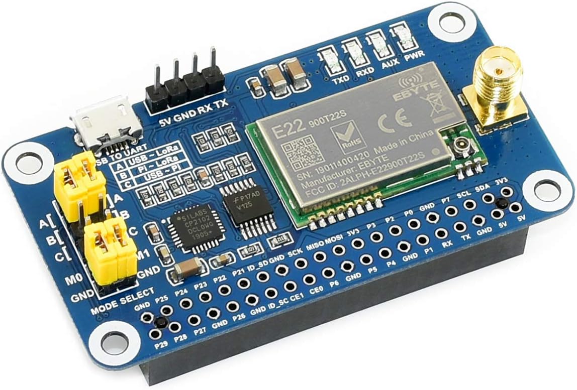 Waveshare SX1262 LoRa HAT for Raspberry Pi Spread Spectrum Modulation ...