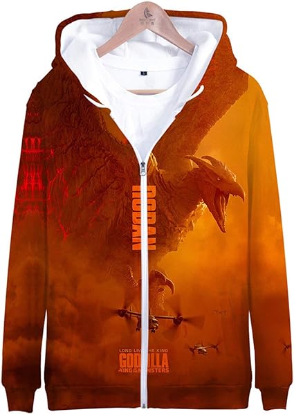 AQWD Godzilla Zipper-Sudaderas con Capucha 3D, Hoodies Casuales ...