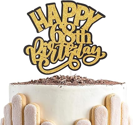 Amazon.com: Glitter Happy 68th Birthday Cake Topper - 68 Sixty-Eight ...