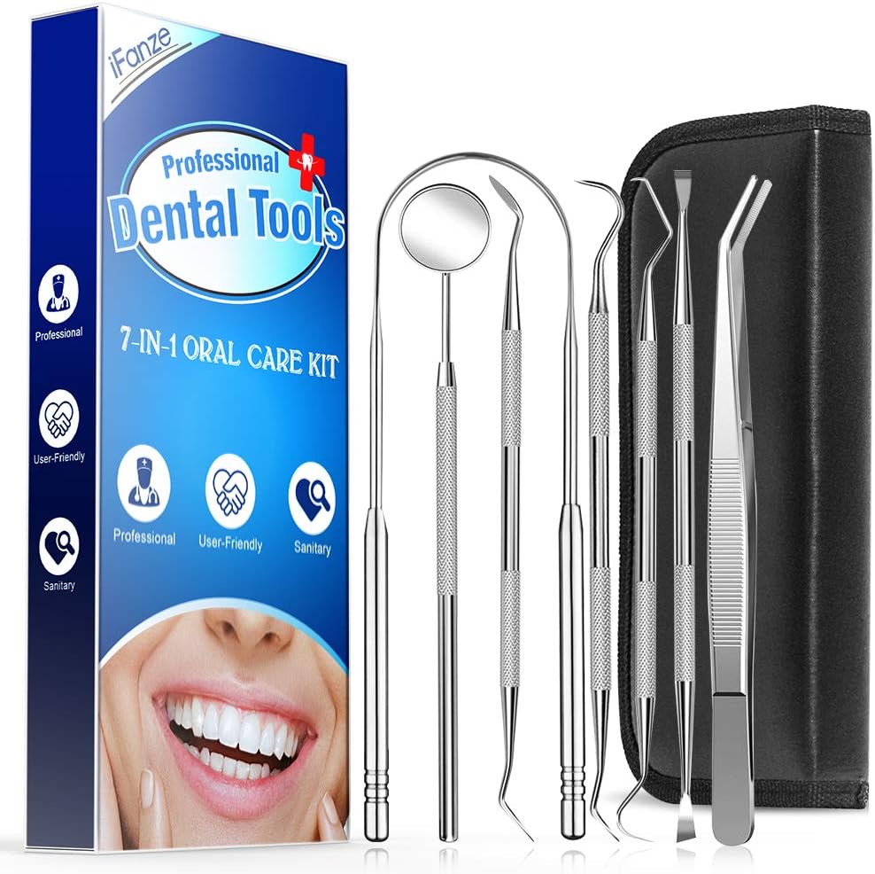 Teeth Cleaning Tools Kit, iFanze 7 in 1 Oral Care Kit, Tooth Cleaner ...