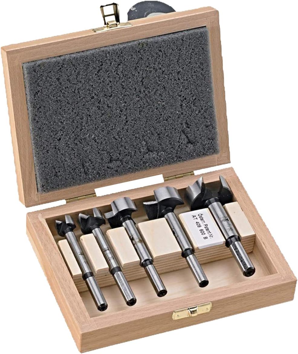 Fisch 03170006K01 Wave-Cutter Forstner Bit Set in Wooden Case, Silver ...