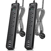 2 Pack Power Bar Surge Protector - 5 Widely Spaced Outlets 3 USB ...