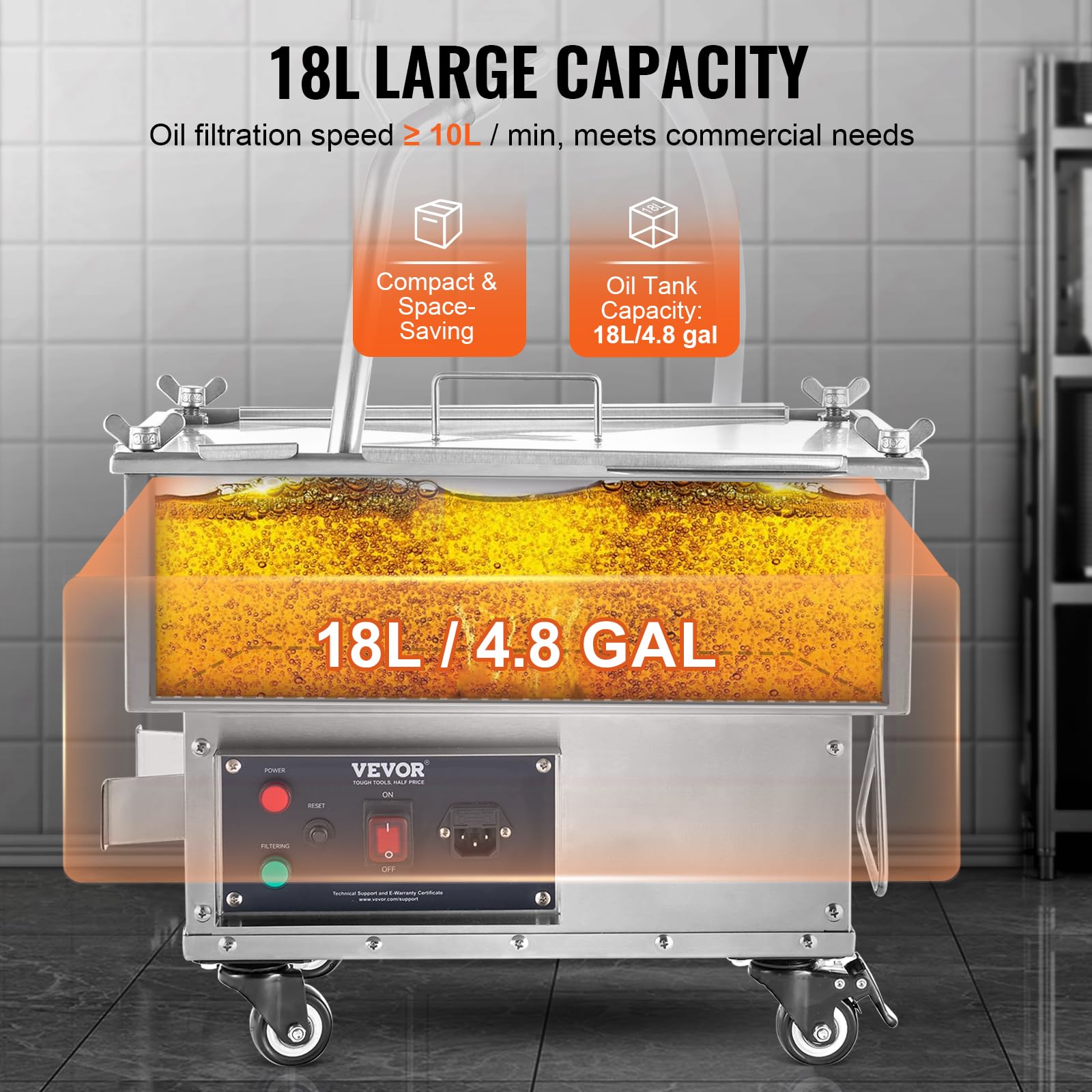 Mua VEVOR Mobile Fryer Filter 18L/44 LBS/5.8 Gal, 300W Oil Filtration ...