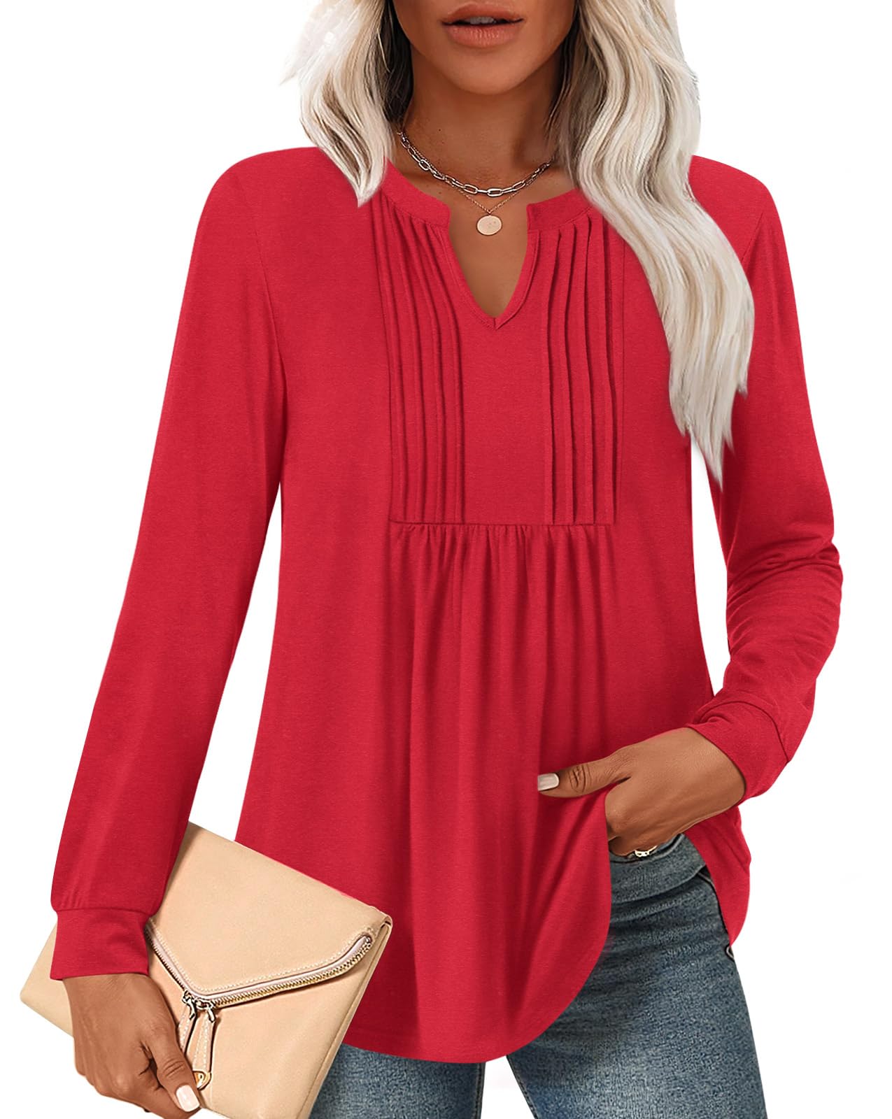 Anyally Women Fall Long Sleeve Tunic Tops Plus Size Dressy Casual ...
