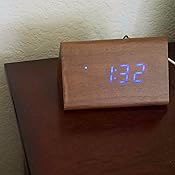 Amazon.com: GEARONIC TM Modern Triangle Wood Clock Digital LED Wooden Alarm Clocks Digital Desk ...