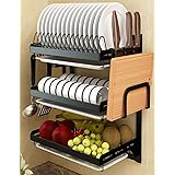 Amazon.com - Ctystallove 3 Tier Black Stainless Steel Dish Drying Rack ...