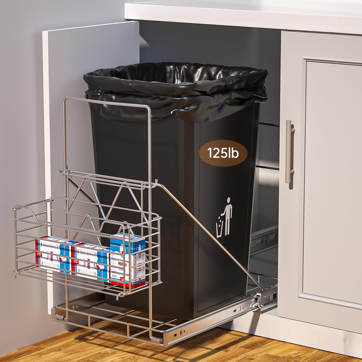 Mythco Cabinet Trash Can Pull Out Kit with Removable Garbage Bag Holder ...