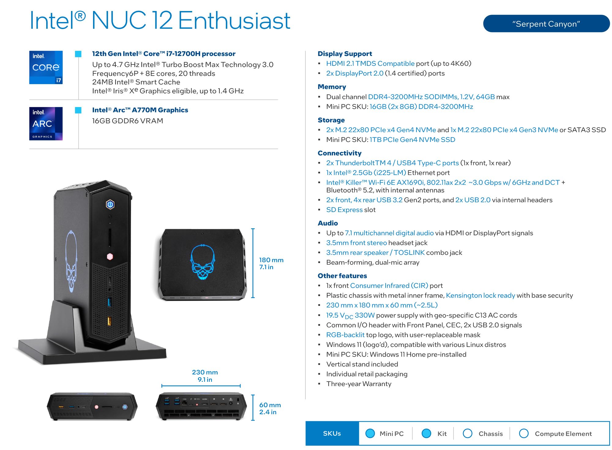 Mua Intel NUC 12 Enthusiast NUC12SNKi7 Mini PC Core i7-12700H | 14 ...