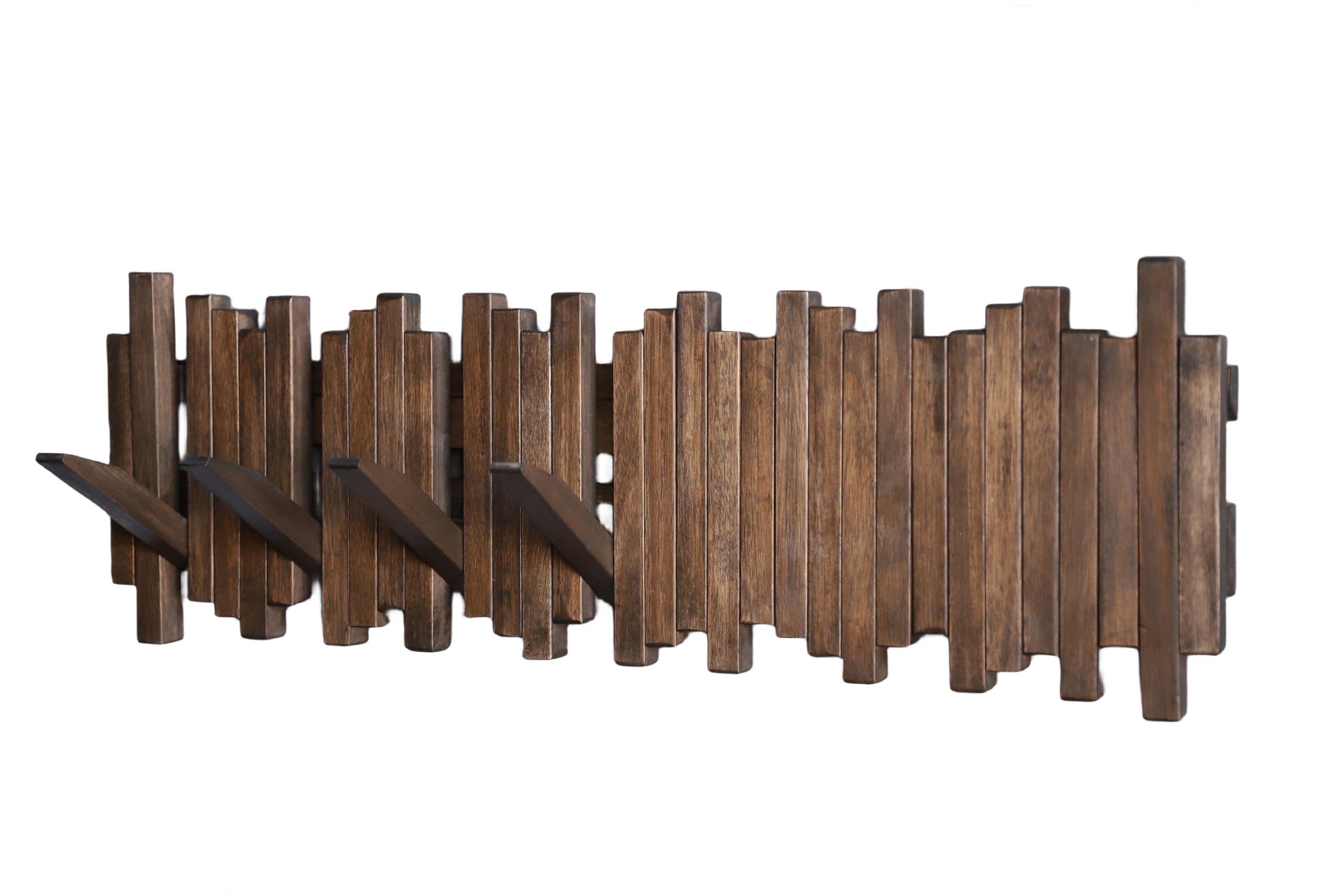 GOGREEBELL Natural Wood Wall Mounted Piano Coat Rack| Coat Rack Wall ...