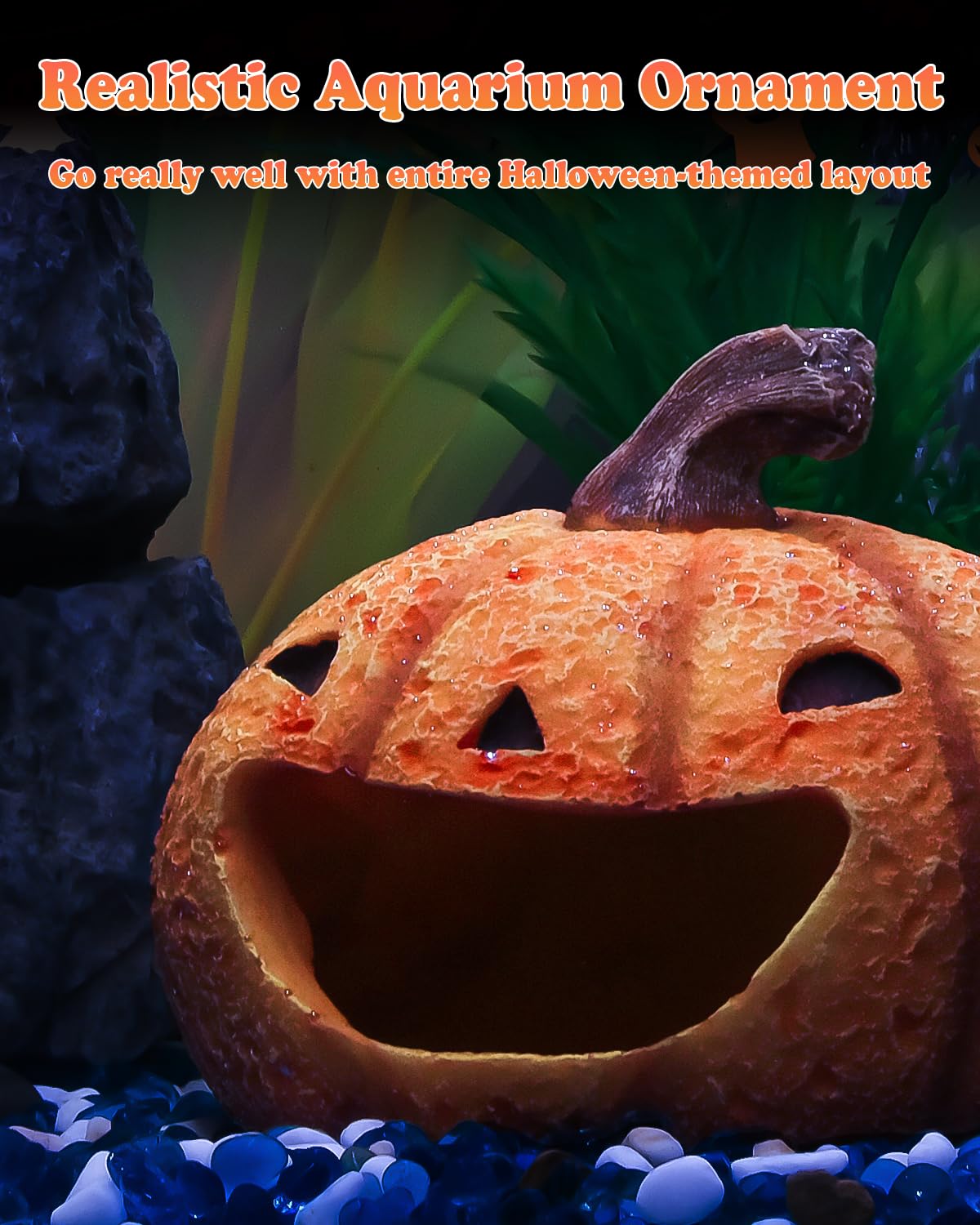 Mua Uniclife Halloween Aquarium Decoration Resin Pumpkin House Ornament ...