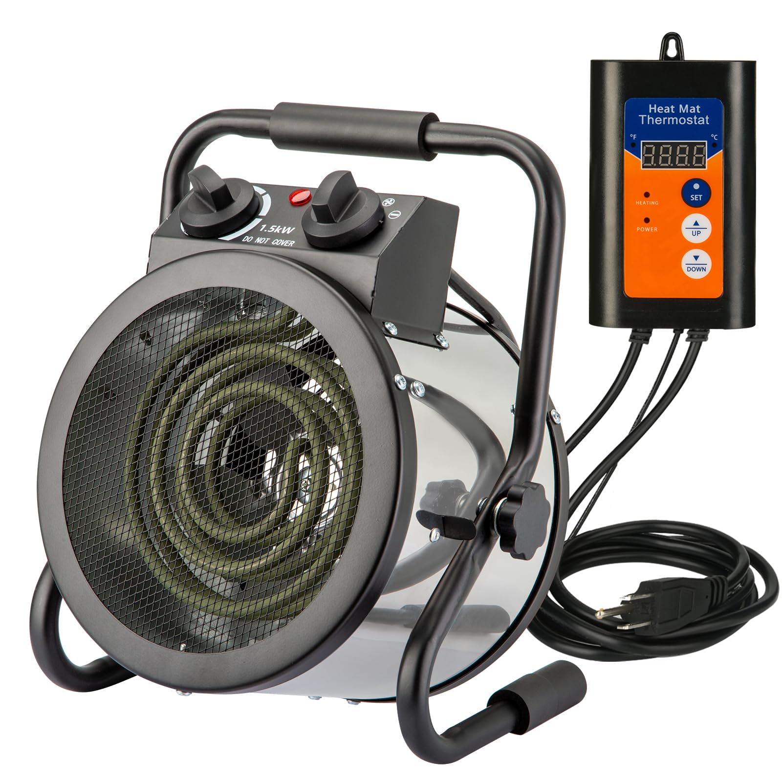 Greenhouse Heater with Digtal Thermostat, 1500W Electric Greenhouse ...