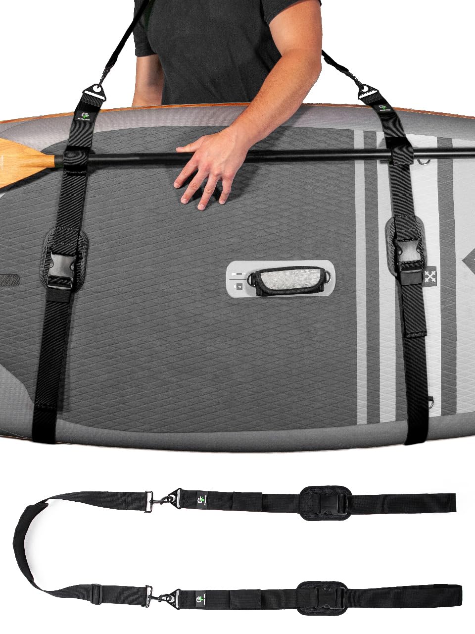 Gradient Fitness Kayak Paddle Board Carrier (Black)/Surfboard Straps ...