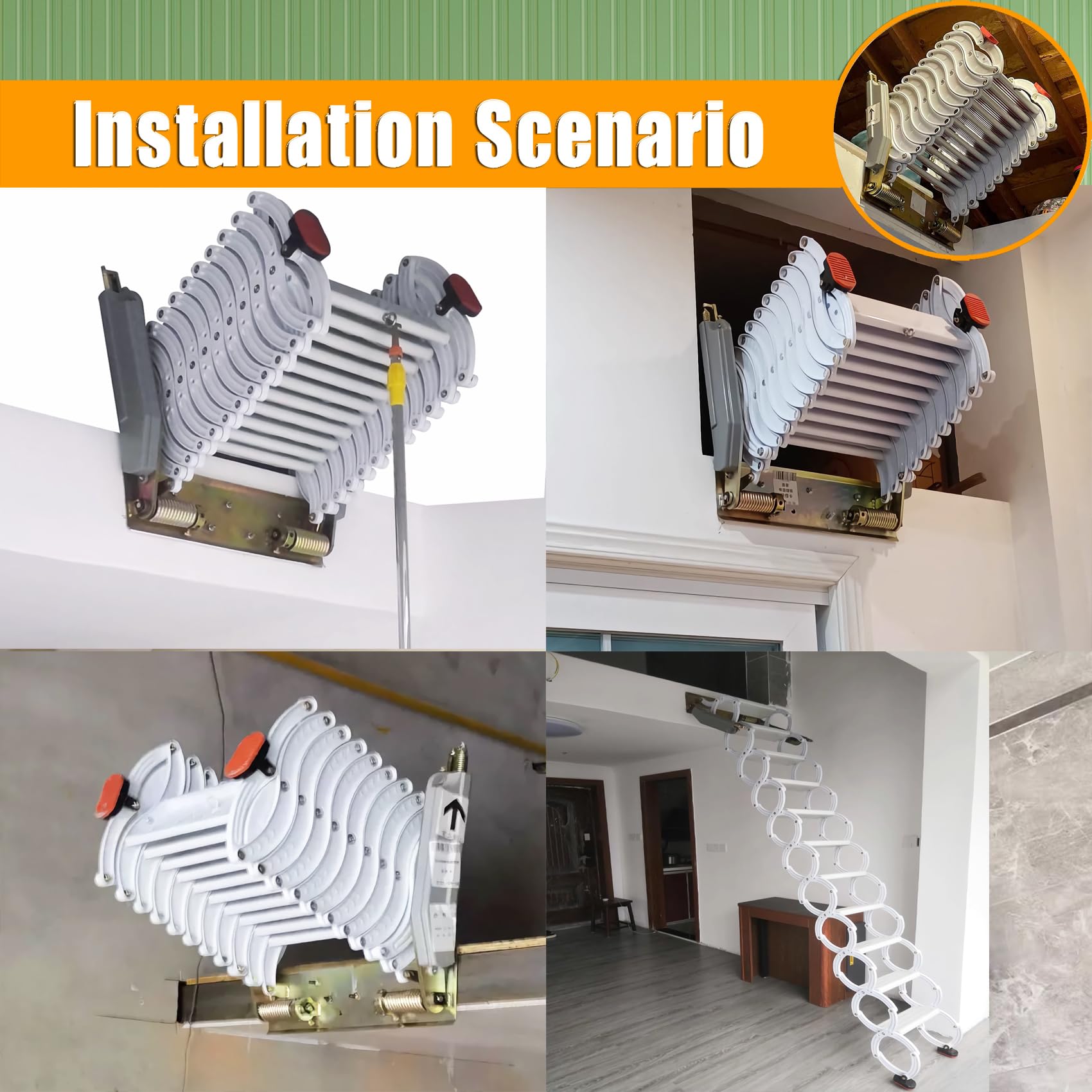 Mua TECHTONGDA Narrow Wall-Mounted Pulldown Attic Ladder - 12 Steps ...