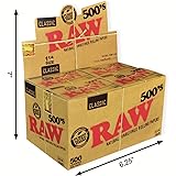 Amazon.com: RAW 500's Classic Natural Unrefined Rolling Paper 1 1/4 ...