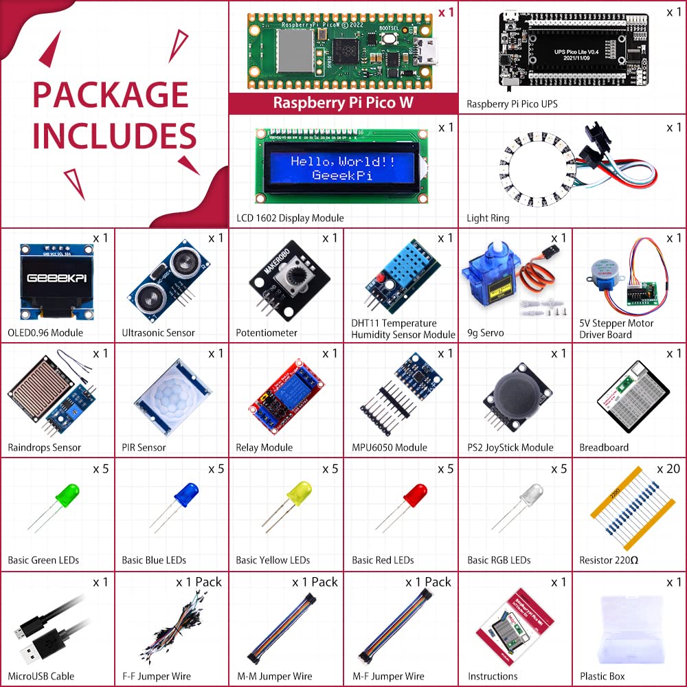 Mua GeeekPi Ultimate Kit for Raspberry Pi Pico W with Headers, Detailed Tutorials, Project ...