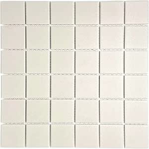 White Unglazed Porcelain Mosaic Square 2x2 Inch Porcelain Floor & Wall ...