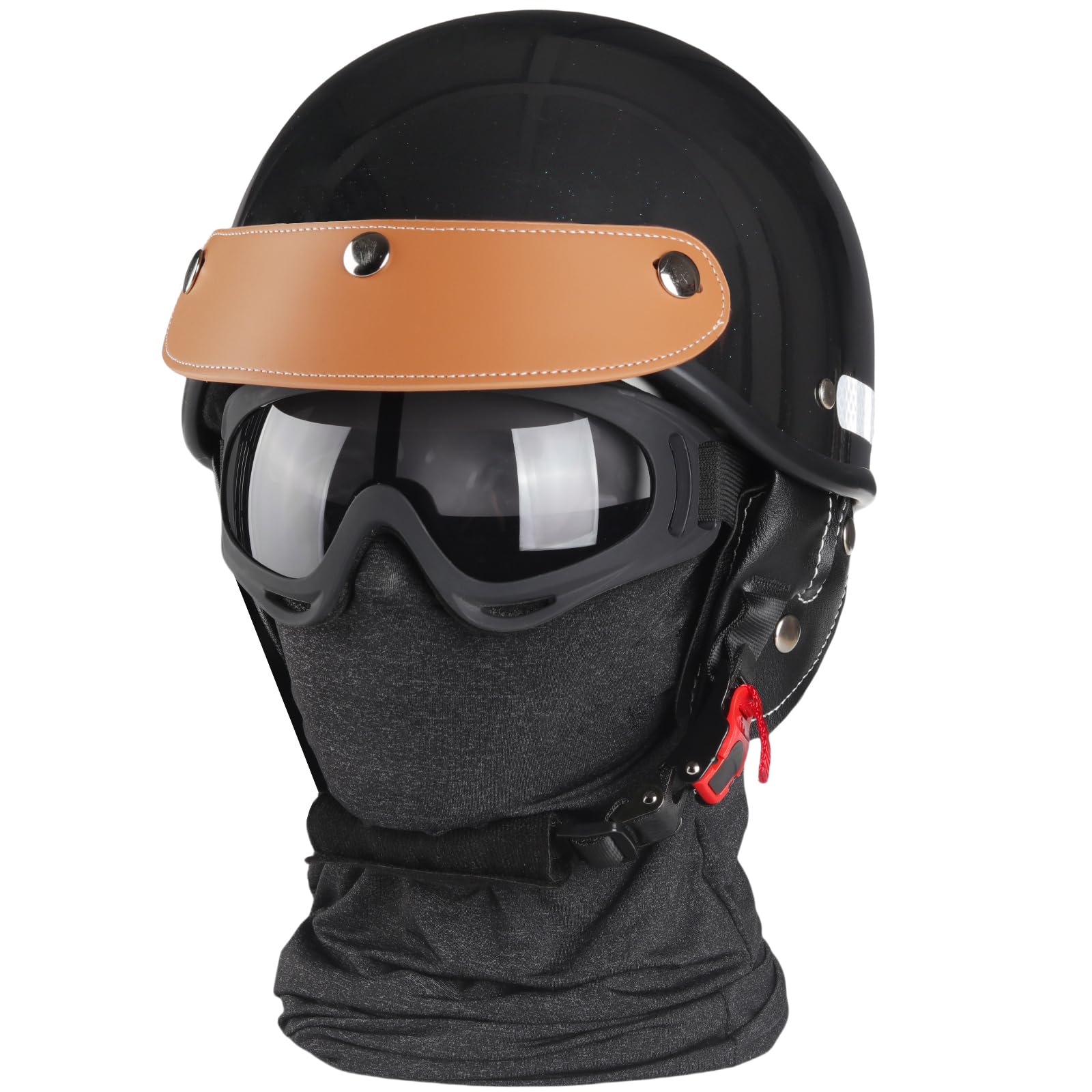 SANYETS Motorcycle Half Helmet, Adjustable Helmet and Googles Mask for ...