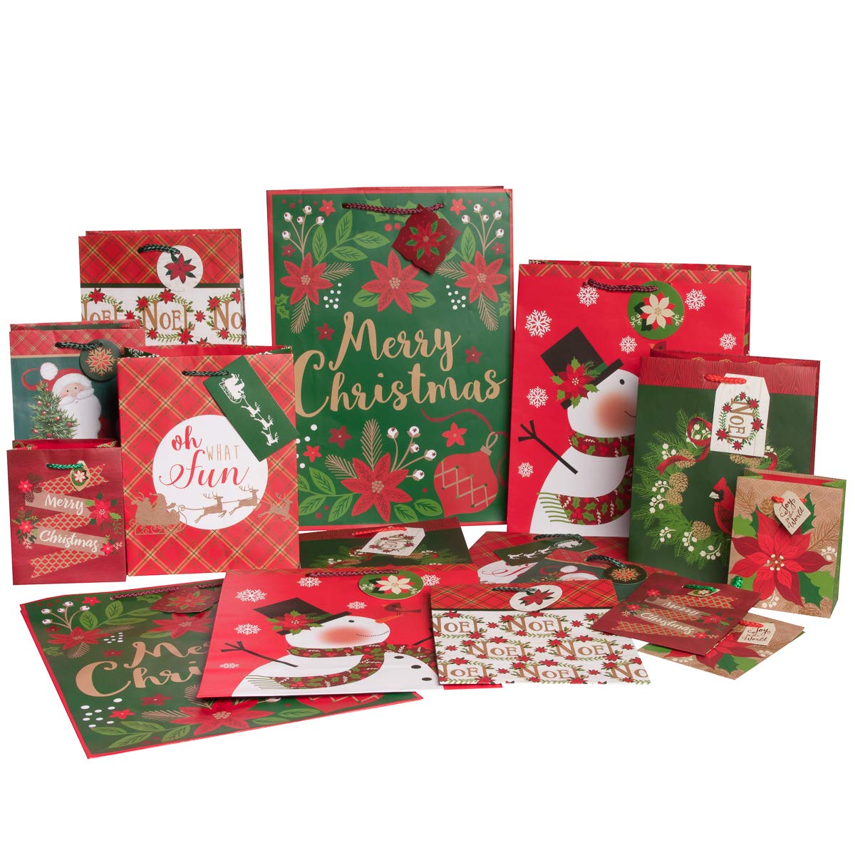 Amazon.com: Paper Craft (16 Pack) Christmas Gift Bags, Holiday Gift ...