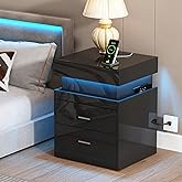 Amazon.com: Gurexl LED Nightstand with Wireless Charging Station,3 ...