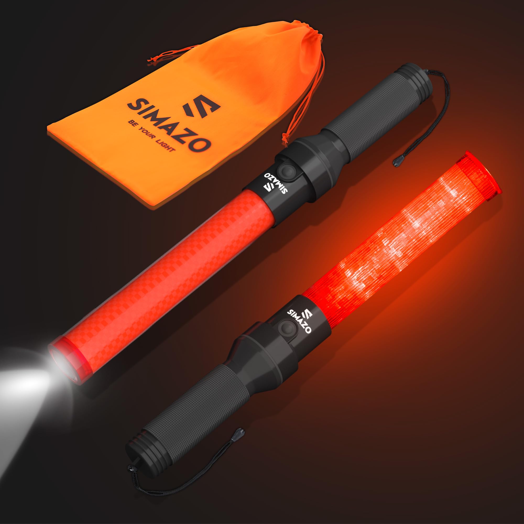 SIMAZO 6 Pack Traffic Wand, 16 Inch Traffic Control Wand with White LED ...