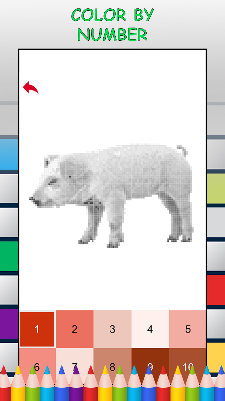 Pigs Color by Number - Free Pixel Art Game - Coloring Book Pages ...